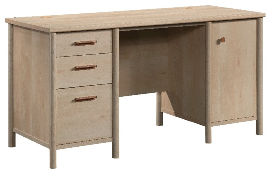 Pemberly Row Contemporary Engineered Wood Desk in Natural Maple Finish ...