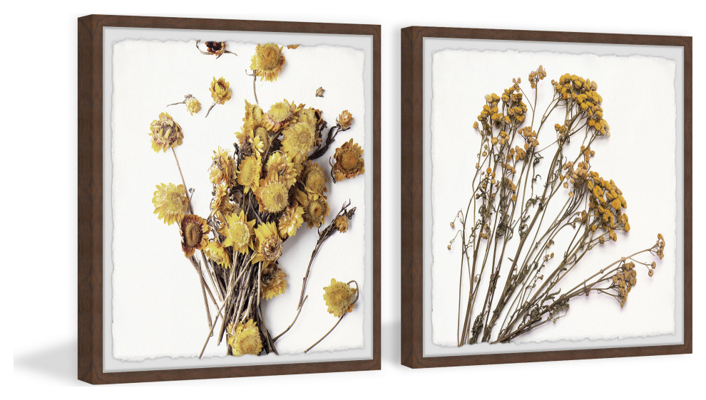 Dried Flowers and Leaves Diptych, 64"x32" - Contemporary - Wall Accents ...