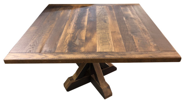 Thornton Barnwood Square Pedestal Dining Table, 48x48, 2 Bb Exts ...