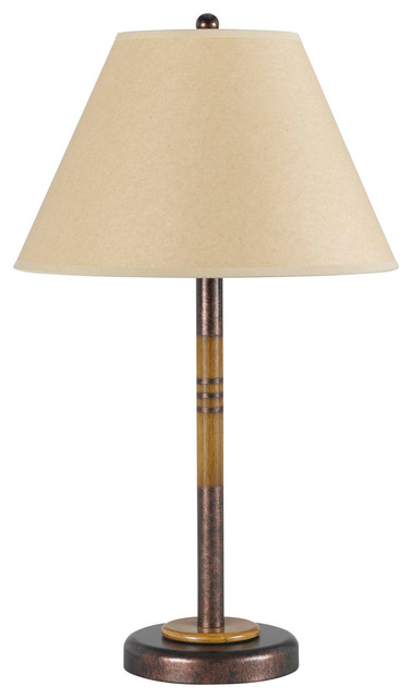 100W Soho Metal Table Lamp, Rust Finish, Kraft Shade - Transitional ...