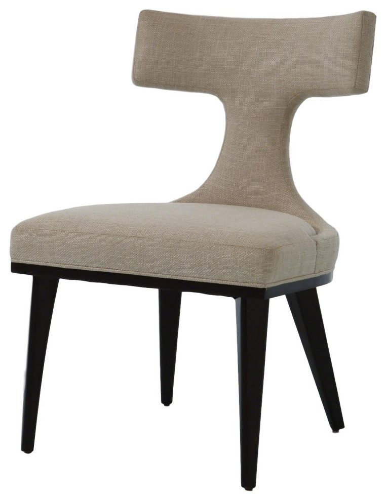 Mid Century Modern Anvil T Back Dining Chair Beige Woven Ergonomic Side ...