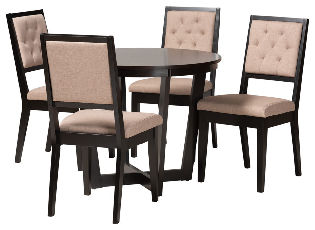Beckie Beige Fabric 5-Piece Dining Set - Transitional - Dining Sets ...