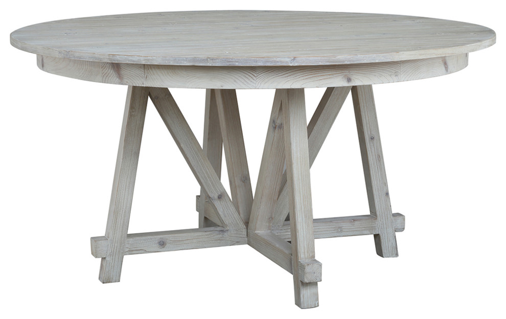 White Wash Farmhouse Round Table - Farmhouse - Dining Tables - by ...