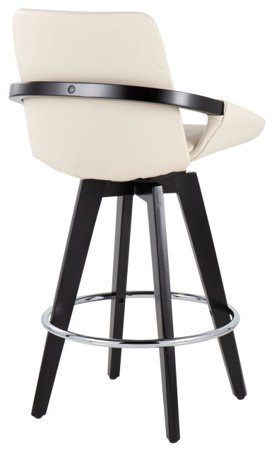 Cosmo Swivel Fixed-Height Counter Stool, Set of 2, Black Wood/Chrome ...