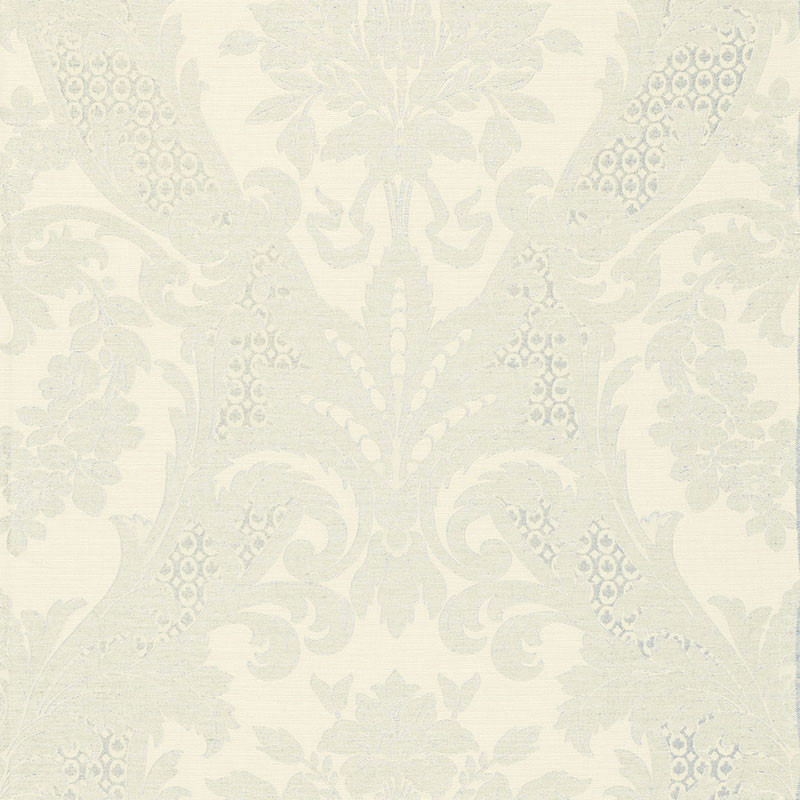 SAMPLE Schumacher Toscana Linen Damask Fabric, Powder Blue - Fabric ...