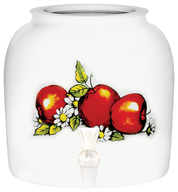 Red Apples Porcelain Ceramic Water Dispenser Crock With Faucet ...