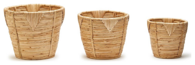 Two's Company Bati Set of 3 Conical Baskets - Tropical - Baskets - by JuiceBlendDry | Houzz