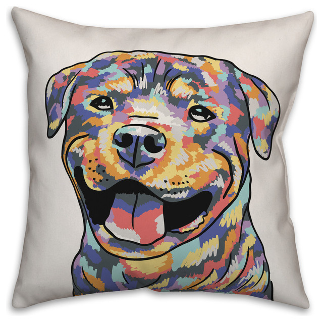 Watercolor Rottweiler Throw Pillow, 20x20 - Contemporary - Decorative ...