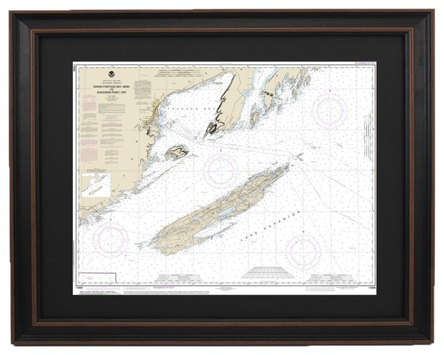 Poster Size Framed Nautical Chart, Rainy Lake, Minnesota, 36x27 - Beach ...