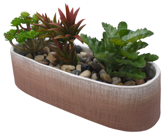 Coffee Two Toned Ombre Ceramic 7" Planter - Contemporary - Indoor Pots ...