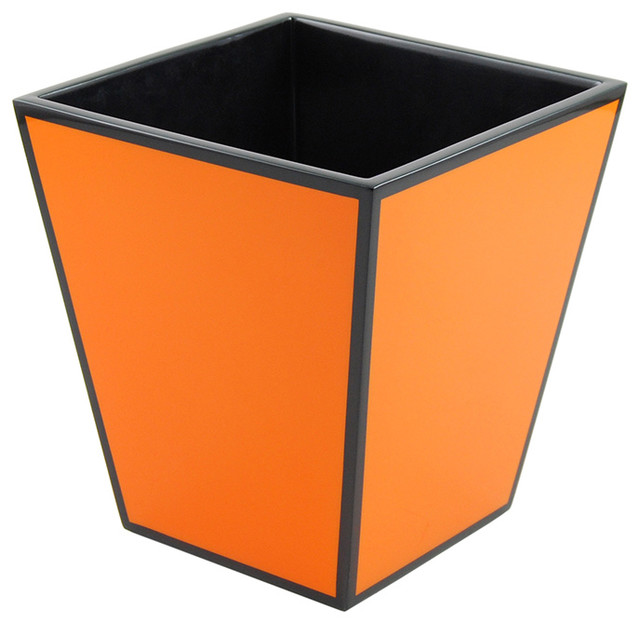 Orange and Black Lacquer Waste Basket - Contemporary - Wastebaskets ...