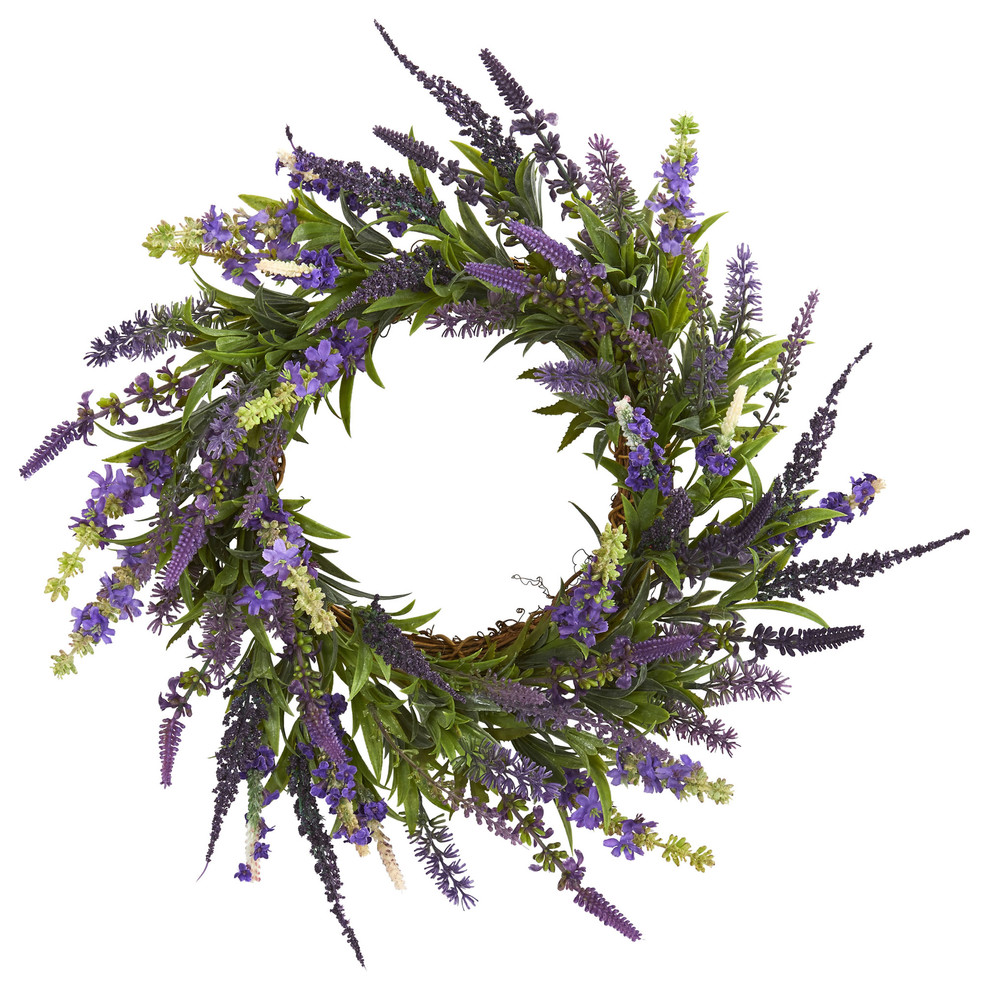18" Lavender Wreath - Traditional - Wreaths And Garlands - by Nearly ...