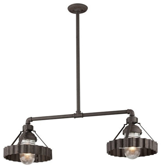 Troy Lighting Canary Wharf Burnt Siena Island Light with Fluted Shade ...