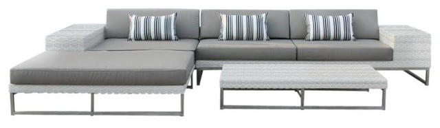 Outdoor Wicker Sofa Sectional 5-Piece Resin Couch Set - Tropical ...