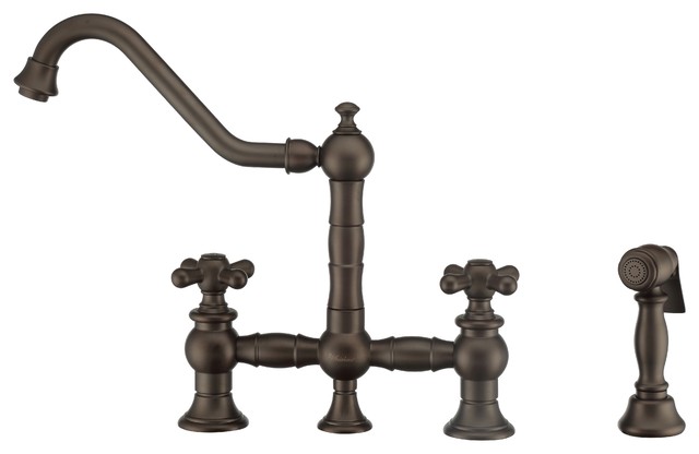 III Plus Bridge Faucet,Long Swivel Spout, Cross Handles,Brass Side ...