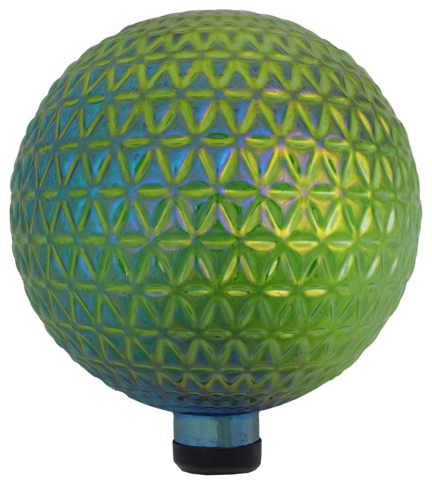 10" Green Iridescent Textured Glass Outdoor Patio Garden Gazing Ball ...