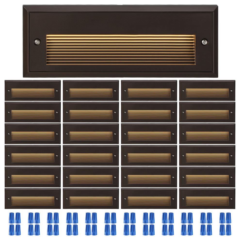 24-Pack Low Voltage LED Step Lights Outdoor, 12V 3.5W Landscape Stair ...