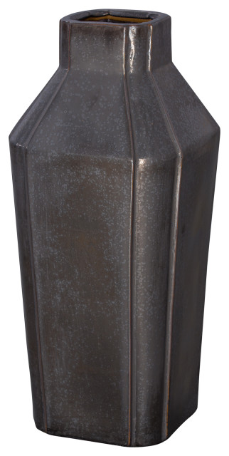 Gun Metal Quadrant Neck Vase - Transitional - Vases - by EMISSARY | Houzz