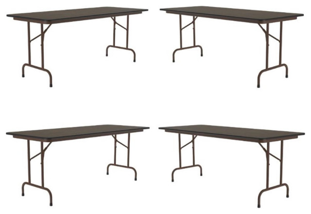 Home Square Melamine Top Folding Table in Walnut Finish - Set of 4 ...