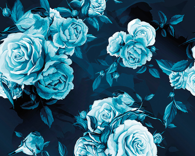 Blue Roses Wall Mural - Traditional - Wallpaper - by Brewster Home ...