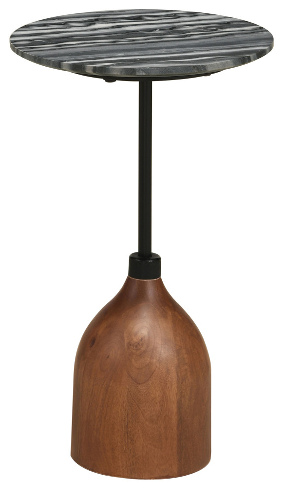 Ophelia Round Marble Top Side Table Black - Transitional - Side Tables ...