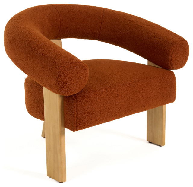 Modrest Nocona Modern Rust Fabric, Wood Accent Chair - Contemporary ...