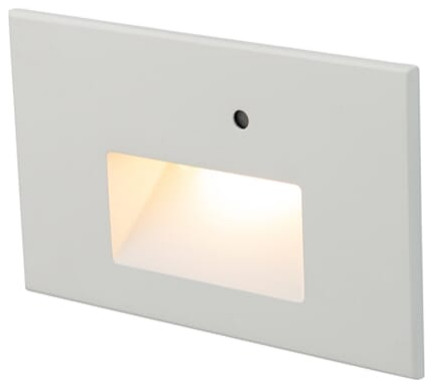 WAC Step Light With Photocell 3000K Wall Sconce in White on Aluminum, 3 ...