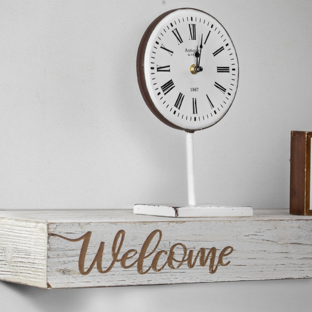 Floating Wall Shelf with "Welcome" Text Engraving - Contemporary ...