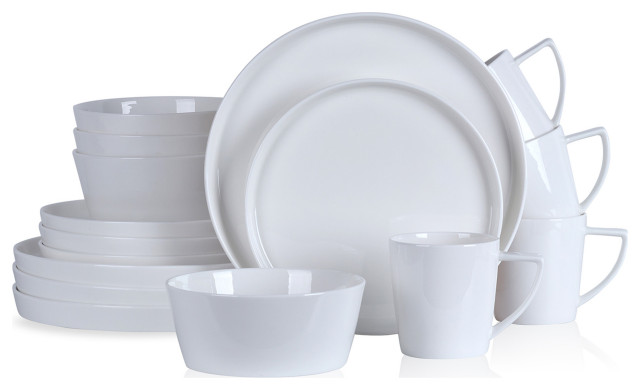 Stone Lain Madeline Bone China Dinnerware Set, White, 16-Piece ...