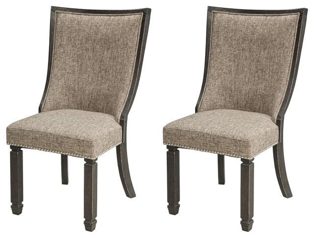 Urban Farmhouse Dining Chairs, Set of 2 in Almost Black Upholstery ...