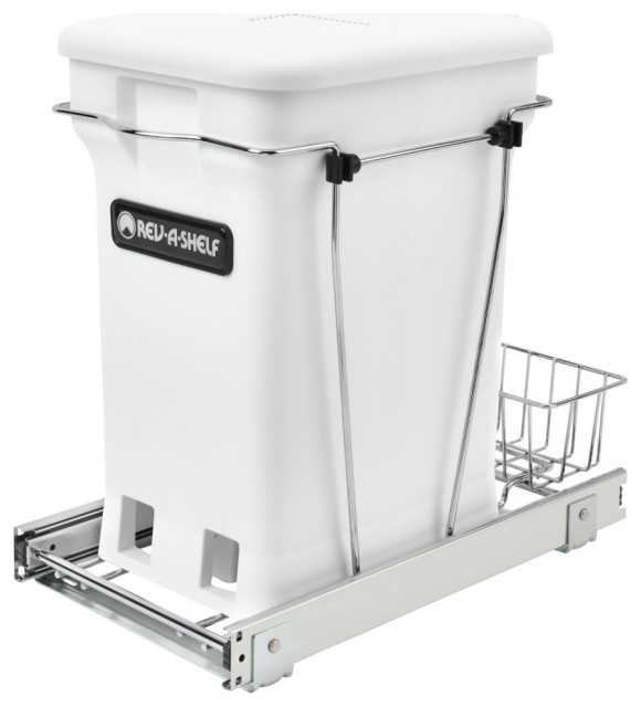 Chrome Steel Pull Out Compost Container With Rear Basket Storage ...