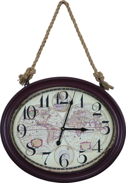 Yosemite Home Decor Circular Wall Clock, Rustic Red Frame, CLKM1442502 ...