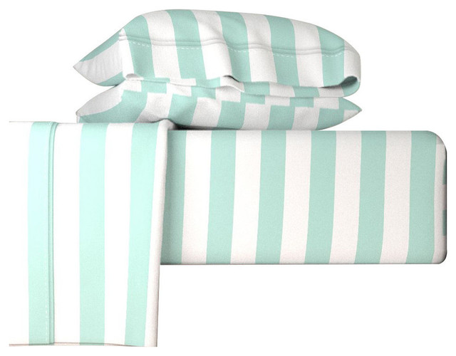 Bold Stripe In Bay Stripes 4pc Cotton Sheet Set, Queen - Contemporary ...