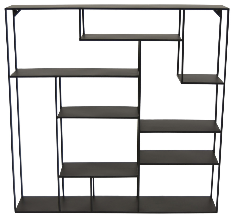 Plutus Brands Metal Wall Storage Rack, Black Metal - Industrial ...