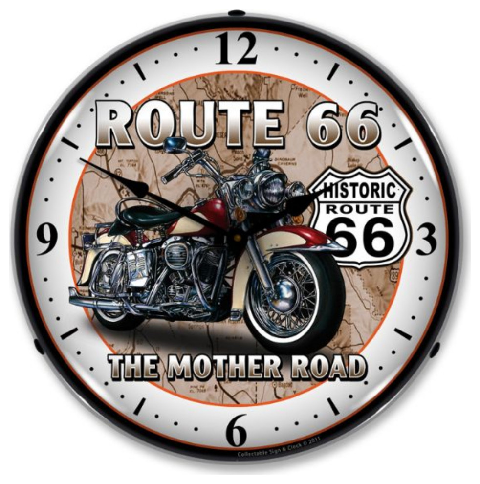 SM1103304 Route 66 Bike Clock - Midcentury - Wall Clocks - by ...
