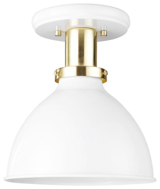Pearl 1-Light Matte White Semi-Flush Mount Ceiling Light with Matte ...