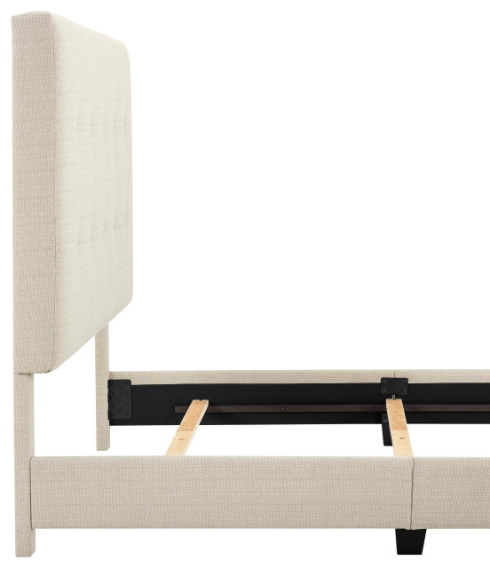 Legends Home Queen Size Beige Tufted Upholstered Platform Bed ...