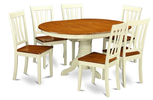 7-Piece Kenley Dining Table With a Leaf and 6 Wood Seat Chairs ...