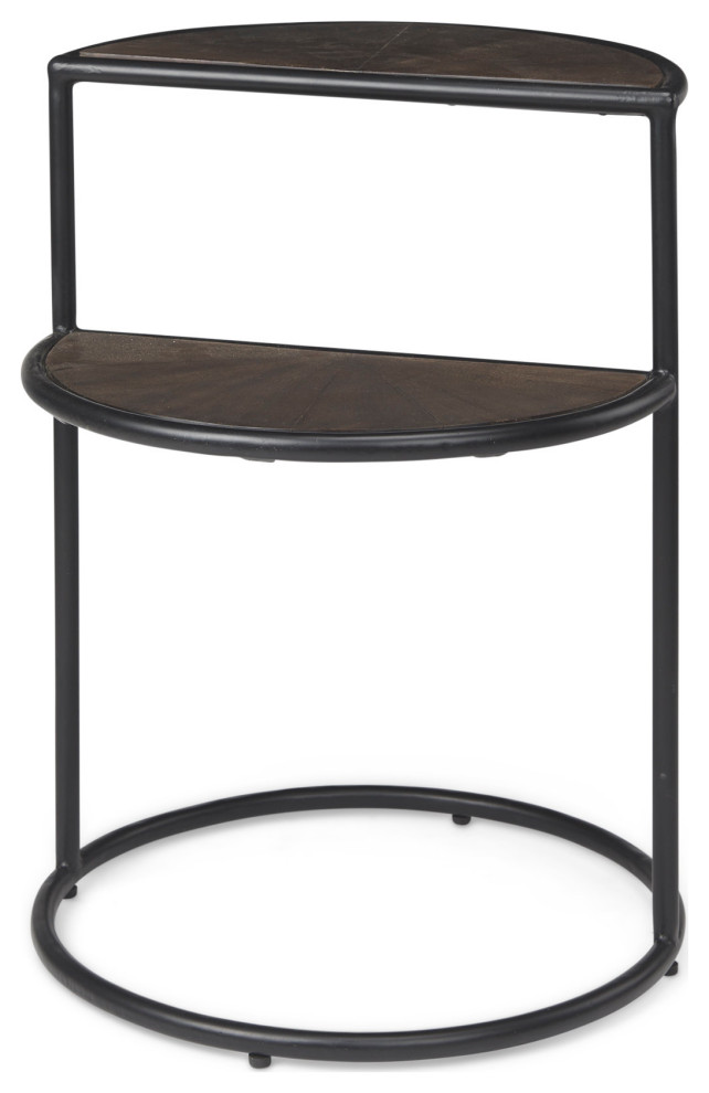Arlo Dark Brown Solid Wood w/ Black Iron Base End Table - Industrial - Side Tables And End ...