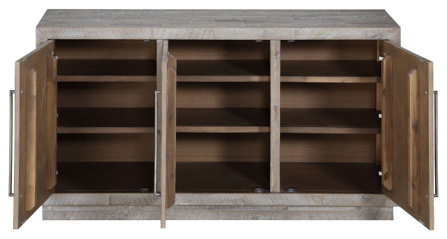 Modus Alexandra Solid Wood Three Door Sideboard in Rustic Latte - Farmhouse - Buffets And ...