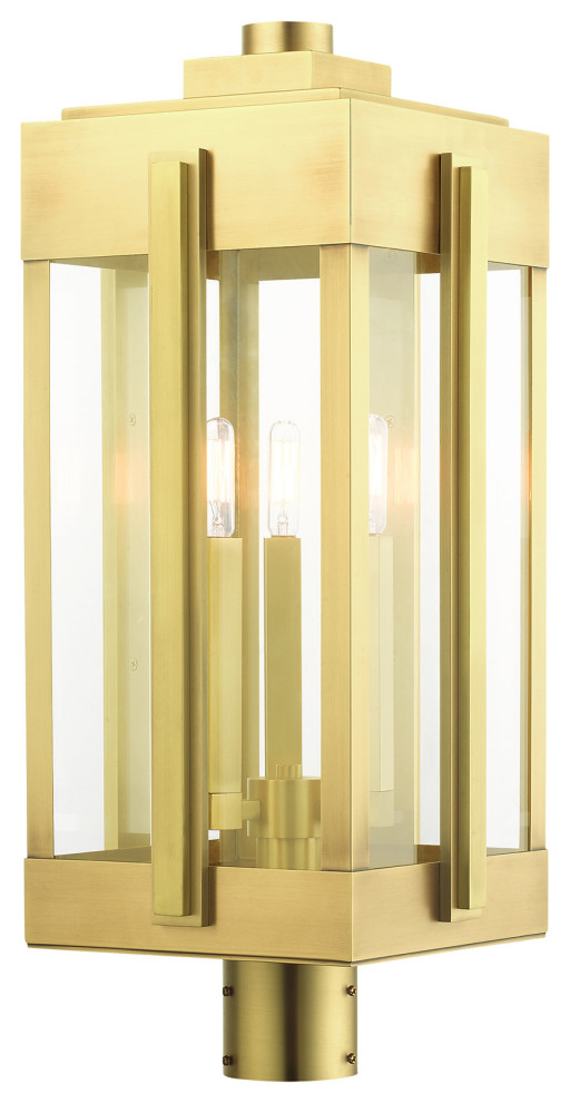 Natural Brass Art Deco, Sophisticated Outdoor Post Top Lantern ...