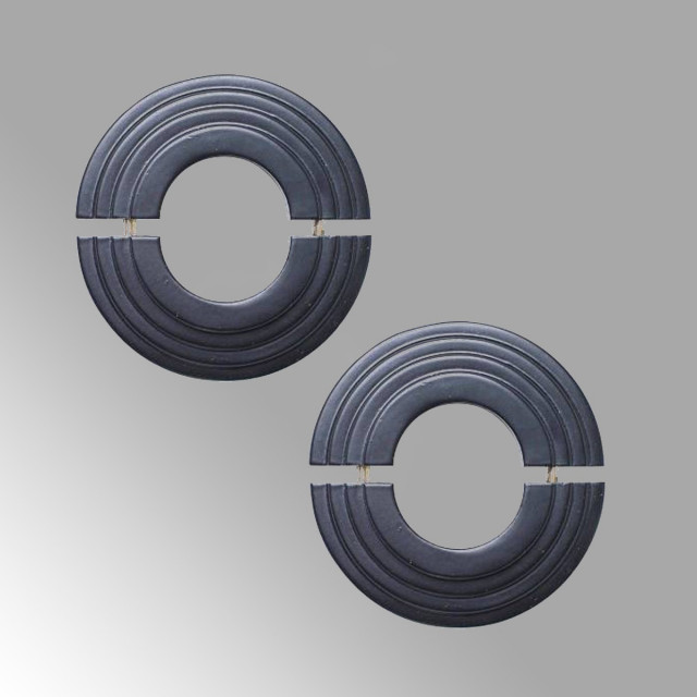 2 Radiator Pipe Flanges Black Aluminum Escutcheon Ring Plate 1.69" ID 3 ...