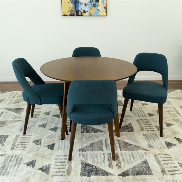 Courtney 5-Piece Modern Dining Room Set w/ 4 Fabric Dining Chairs in ...