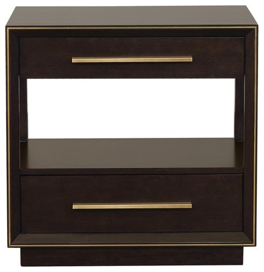 Pemberly Row 2-drawer Modern Wood Nightstand in Brown Finish ...
