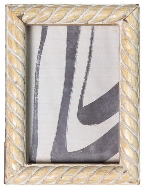 Bleached Hand-Carved Mango Wood Photo Frame, Natural - French Country ...