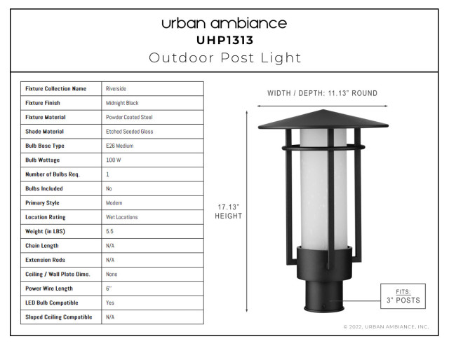 Luxury Mid-Century Modern Post Light, Midnight Black - Transitional ...