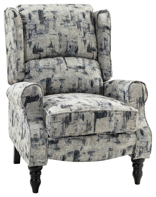 Modern Push-Back Plaid Recliner with Rolled Armrest - Traditional ...