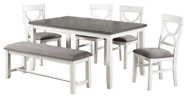 6 Piece Wood Dining Set - Farmhouse - Dining Sets - by Simple Relax | Houzz