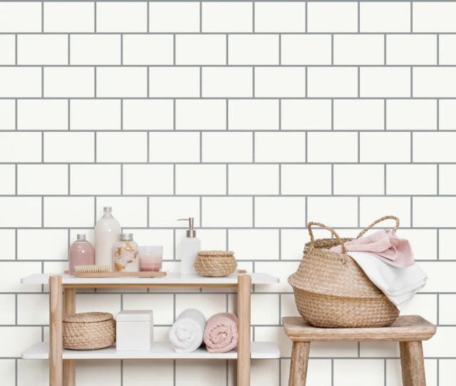 Metro Silver Tile Wallpaper, Bolt - Contemporary - Wallpaper - by ...
