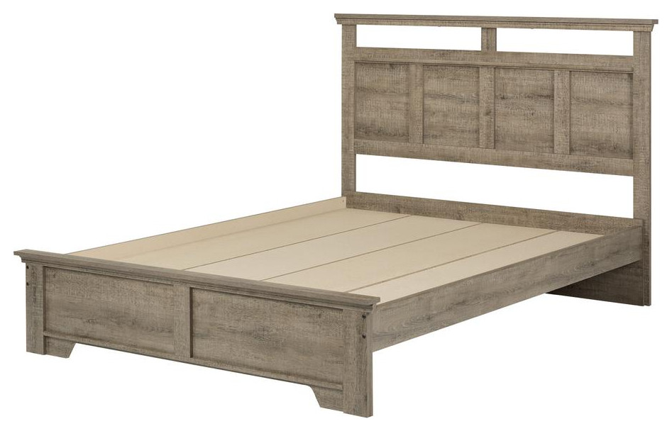 Versa Bed and Headboard Set, Weathered Oak - Farmhouse - Platform Beds ...